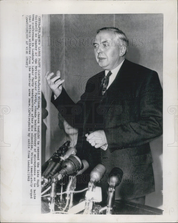 Labor Party Leader Harold Wilson 1963 Vintage Press Photo Print ...