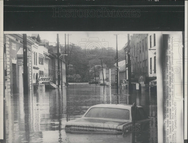 Main Street in Ellicott City, Maryland under water 1972 Vintage Press ...
