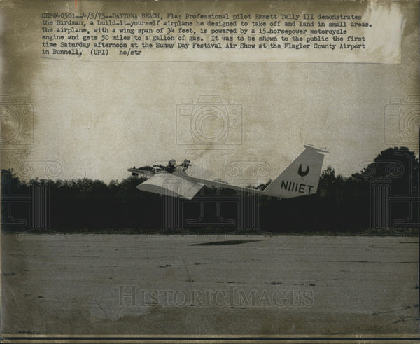 Daytona Beach Emmett Tally III Birdman Homemade Plane 1975 Vintage ...