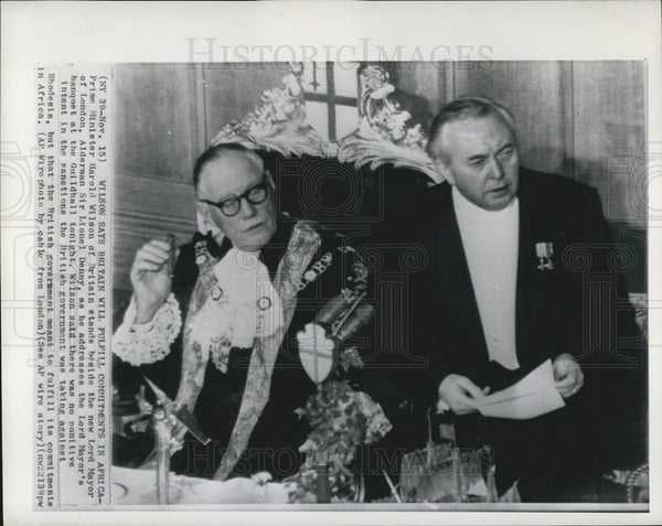 British Prime Minister Harold Wilson Alderman sir Lionel denny 1965 ...