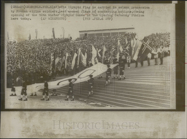 Olympic Flag Carried French Alpine Soldiers Opening 10th Winter 1968 ...