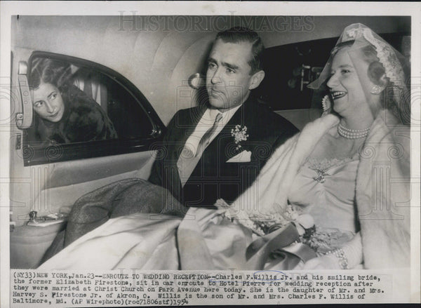 Charles Willis Jr Elizabeth Firestone Wedding Day In Car 1954 Vintage ...