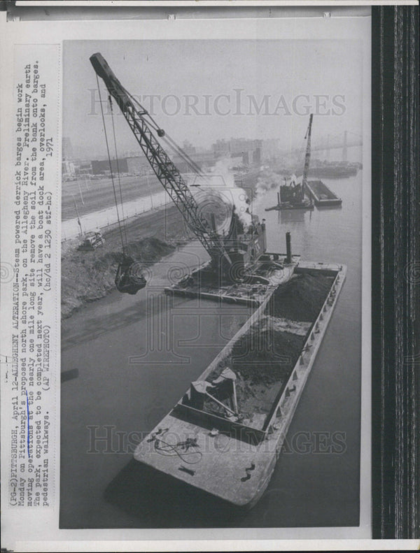 Steam Powered Derrick Barges/Construction Pittsburgh Park 1971 Vintage ...