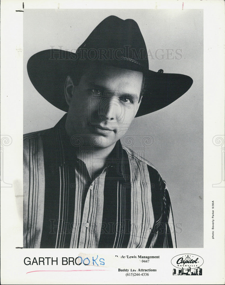 COY Garth Brooks In Striped Shirt And Stetson 1991 Vintage Press Photo ...