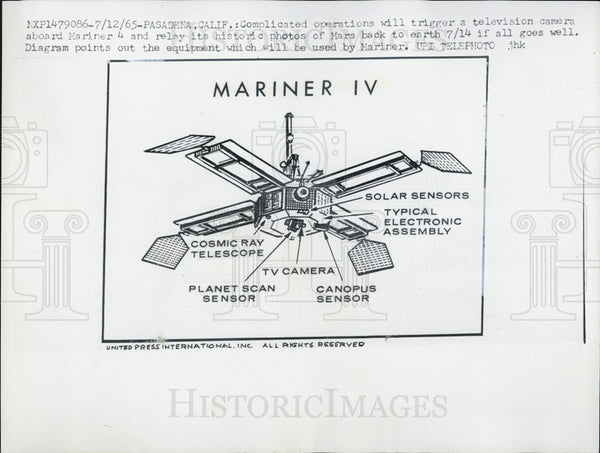Mariner IV Rocket Diagram 1965 Vintage Press Photo Print - Historic Images
