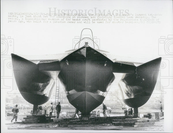 Triptych Ships World's Largest Tri-catamaran England 1965 Vintage Press ...