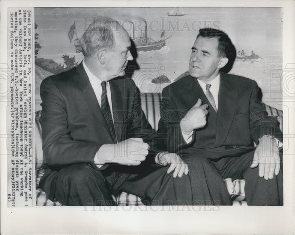 Dean Rusk Andrei Gromyko Soviet Foreign Minister New York 1964 Vintage ...