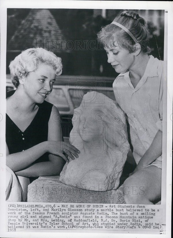 art students Joan Denniston Marilyn Gleason marble bust work 1958 ...