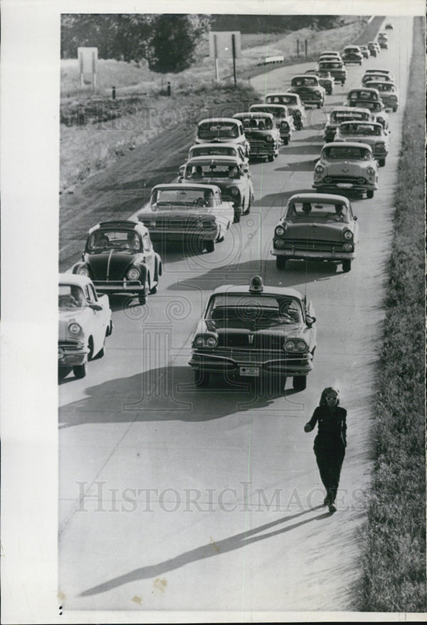 Dr. Barbara Moore, Walk along the traffic across the US. 1960 Vintage ...