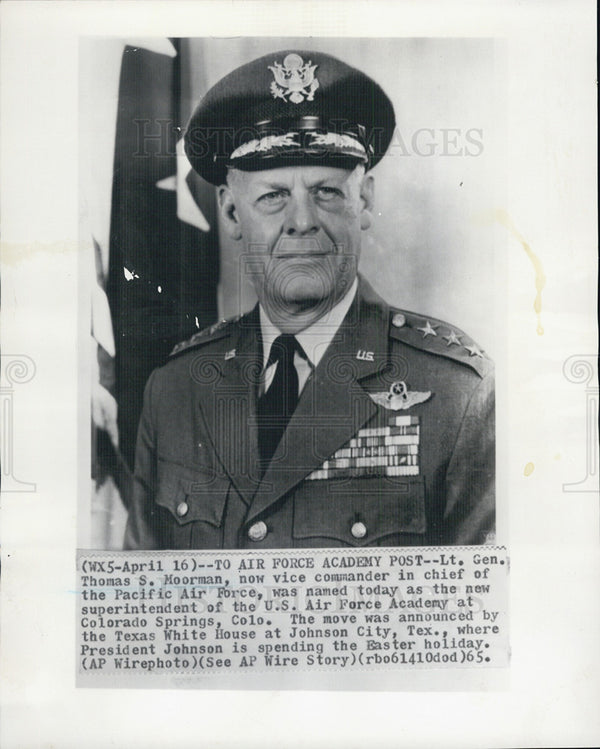 Lt gen Thomas S Moorman 1965 Vintage Press Photo Print - Historic Images