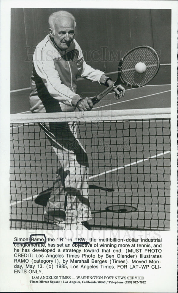 Simon Ramo TRW Tennis 1985 Vintage Press Photo Print - Historic Images
