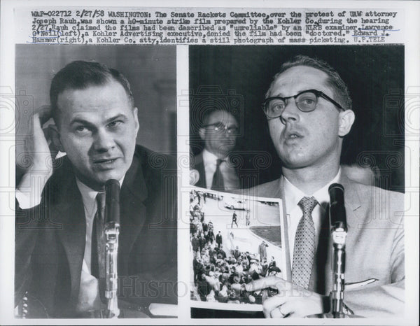 Senate Rackets Comm.,UAW atty Joseph Rauh 1958 Vintage Press Photo ...