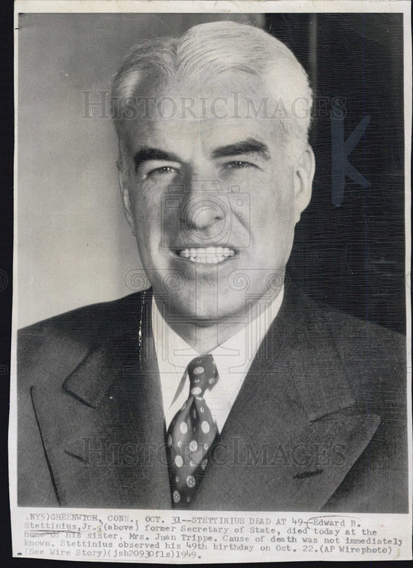 Edward Stettinius Death Secretary of State Greenwich 1951 Vintage Press ...