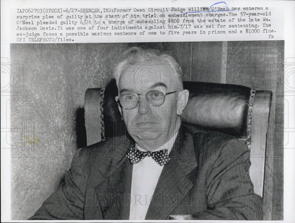 Former Owen Circuit Judge William O'Neal 1961 Vintage Press Photo Print ...