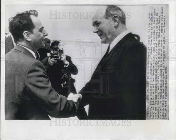 Koca Popovic Yugoslavia Foreign Minister Dean Rusk US Secretary 1963 ...