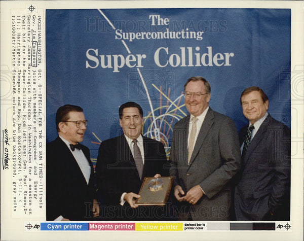 Sen. Paul Simon, Gov. Jim Thompson and Rep. Dan Rostenkowski 1988 ...