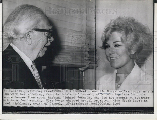 Actress Kim Novak, attorney Francis Heisler 1966 Vintage Press Photo ...