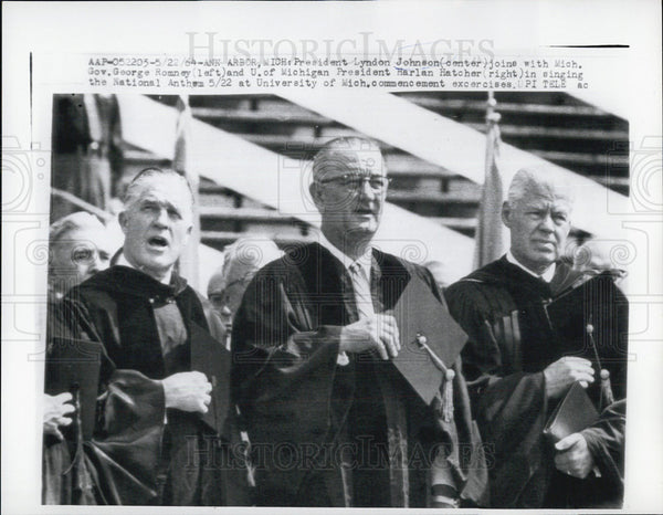 President Lyndon B. Johnson, George Romney and Harlan Hatcher 1964 ...