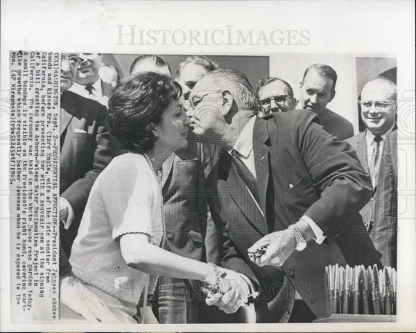 President Johnson and Mrs. Clare Engle 1965 Vintage Press Photo Print ...