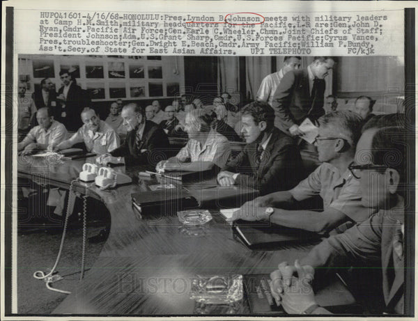 President Johnson,Gen. John D. Ryan, Gen. Earle C. Wheeler 1968 Vintage ...