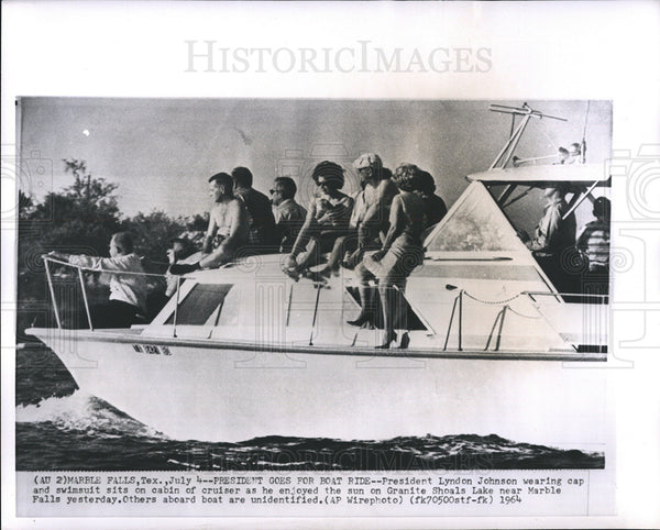 President Lyndon B. Johnson Boat 1964 Vintage Press Photo Print ...