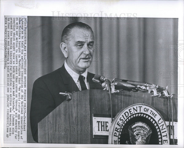 Lyndon B. Johnson President 1965 Vintage Press Photo Print - Historic ...