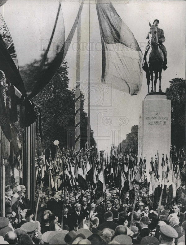People demonstrating next to Albert III statue Undated Vintage Press ...