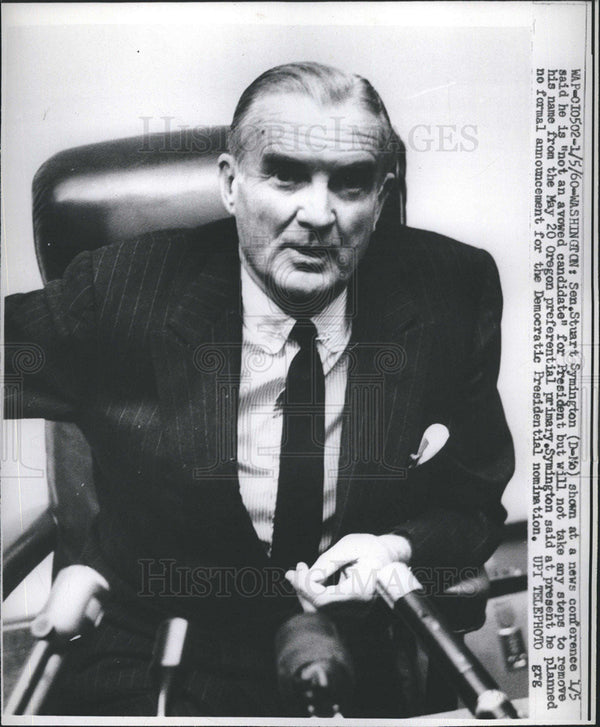 Senator Stuart Symington Missouri News Conference Democrat 1960 Vintage ...