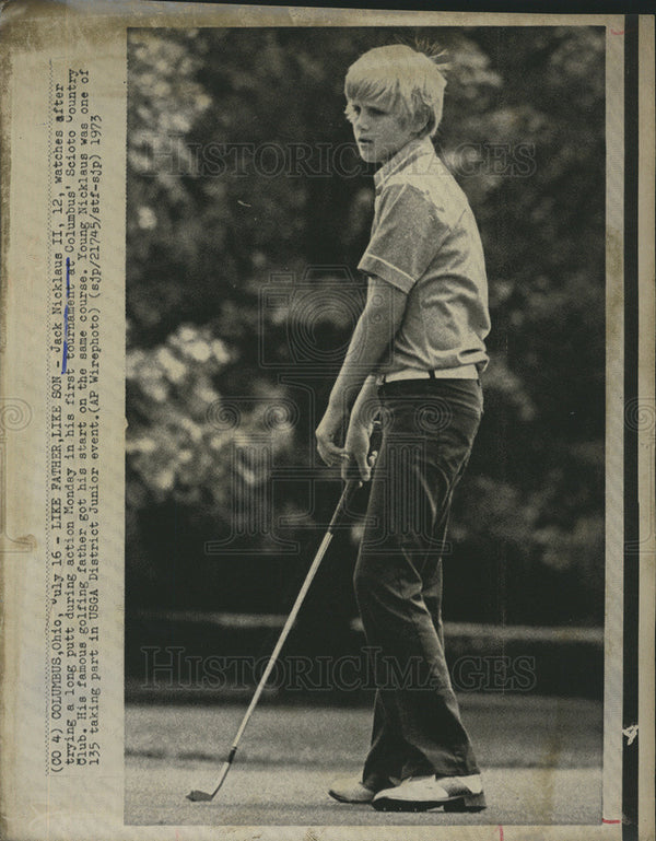 Jack Nicklaus Professional Golfer Watches Son First Round Golf 1973 ...