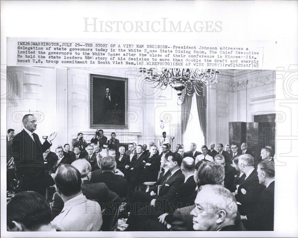 President Johnson 1965 Vintage Press Photo Print - Historic Images