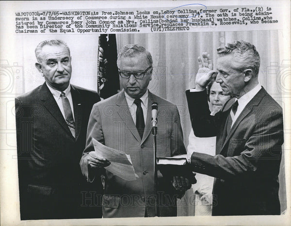 President Johnson during the oath, sworn in as Undersecy of Commerce ...