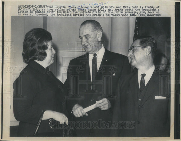 Pres. LBJ Meets Arata Couple after Reading Their Praise Letter 1967 ...