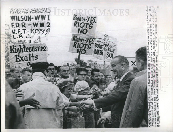 President Johnson greeted with innumerable signs and posters 1964 ...