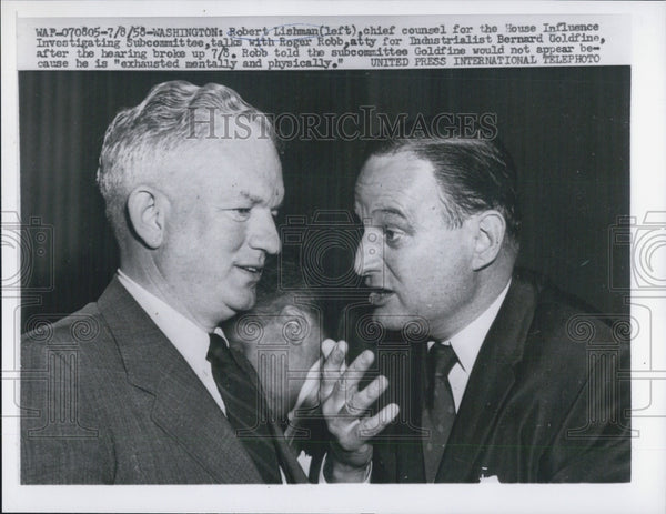 1958 Robert Lishman Discusses Hearing With Roger Robb About Goldfine ...
