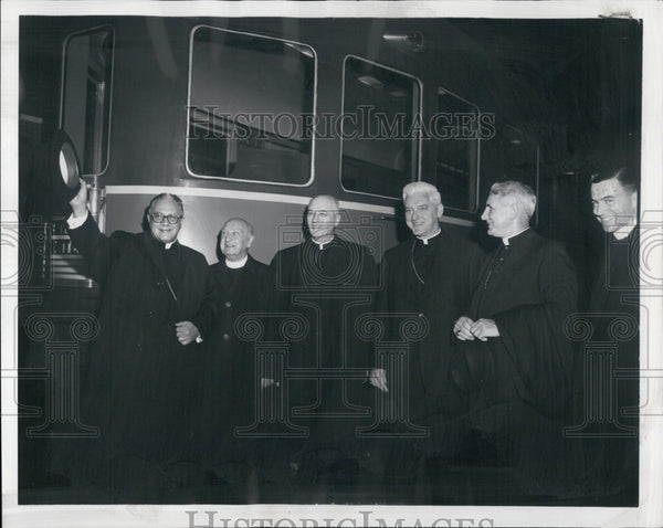 1967 Albert Cardinal Meyer and his party prepare to board the train ...