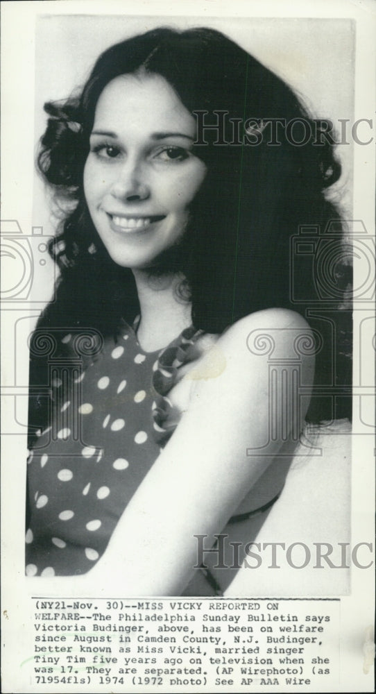 1974 Miss Vicky news reported on Welfare - Historic Images