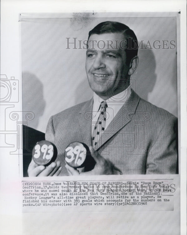 1968 Bernie Geoffrion Named Coach of Rangers - Historic Images