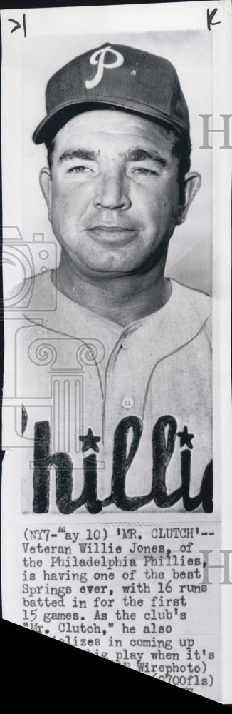 1959 Willie Jones Philadelphia Phillies Baseball Player Third Basema ...
