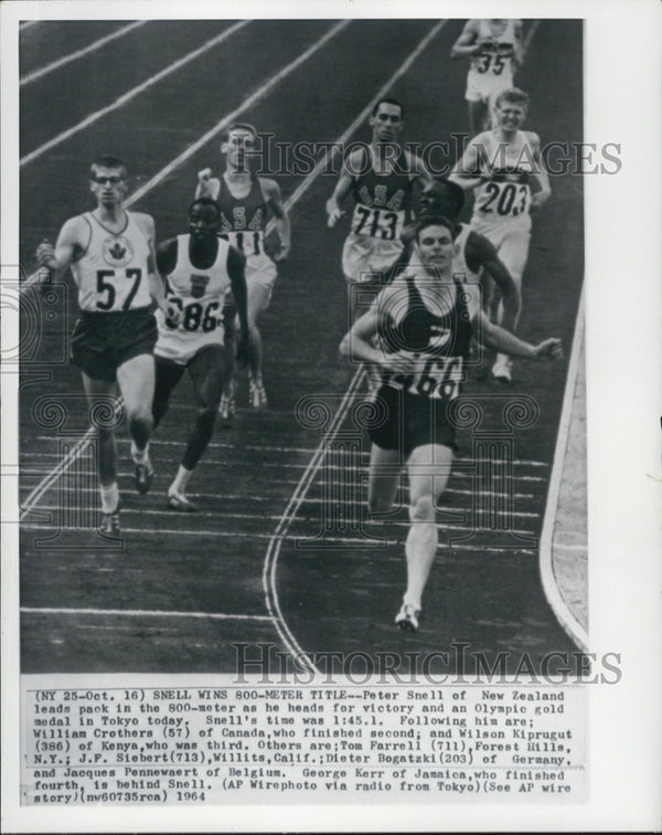 1964 Peter Snell of New Zealand Heading for victory 800 meter title ...