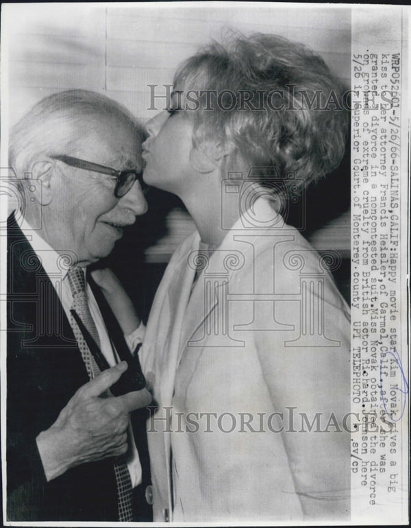 1966 Actress Kim Novak Giving Kiss Attorney Francis Heisler Divorce ...