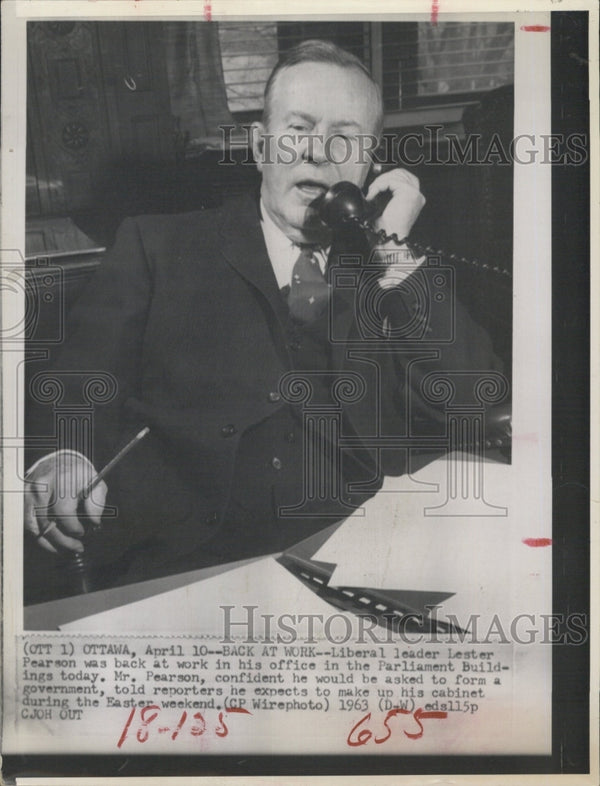 1963 Canadian Prime Minister Lester Pearson - Historic Images