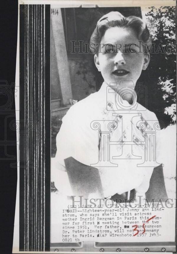 1957 Press Photo Jenny Ann Lindstrom daughter Ingrid Bergman - Historic ...