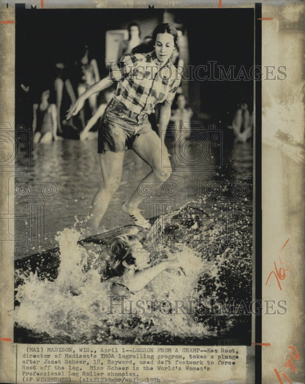 1974 Ken Root Dir Of Madison YMCA Logrolling Wisconsin - Historic Images