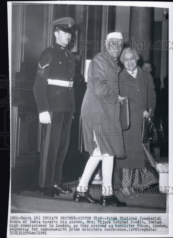 1961 Indian PM Jawaharlal Nehru & sister Mrs. Pandit in London ...