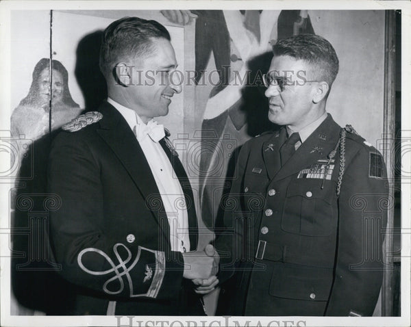 1950 Col. Otis M. Whitney greets Lt. Col. Warren C. Giles - Historic Images