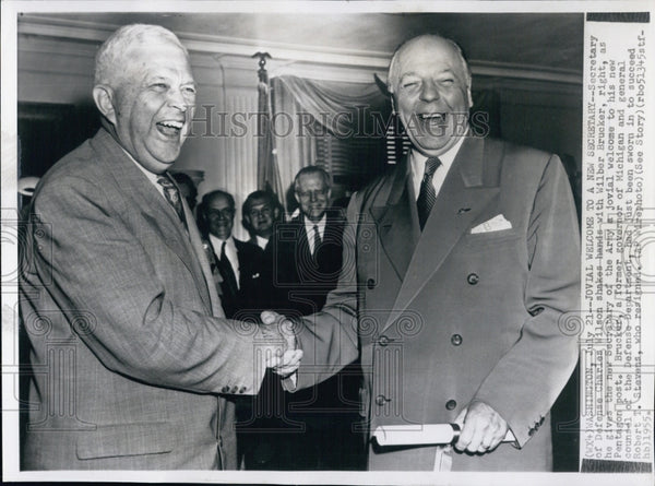 1955 Sec. Of Defense Charles Wilson Welcomes Wilber Brucker To Post ...
