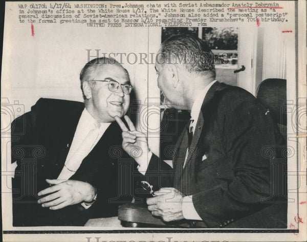 1964 Pres. Johnson with Soviet Ambassador Anatoly Dobrynin - Historic ...