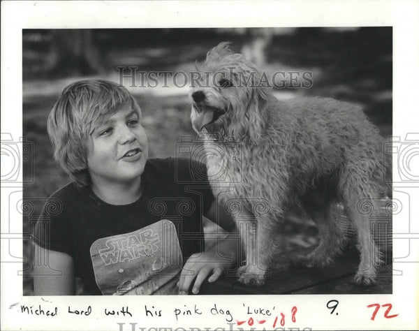 1981 Michael Lord With Pink Dog Luke - Historic Images