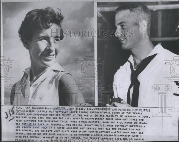 1955 Maureen Connolly international queen tennis courts marry Norman ...