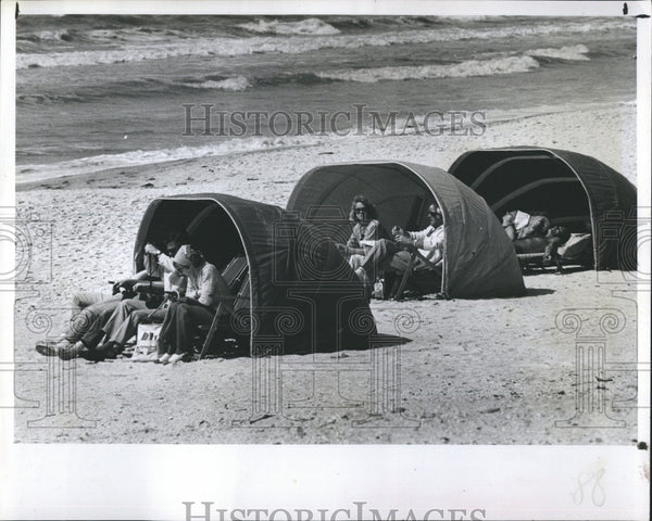 1978 People Underneath Sun Shades at Clearwater Beach Florida ...